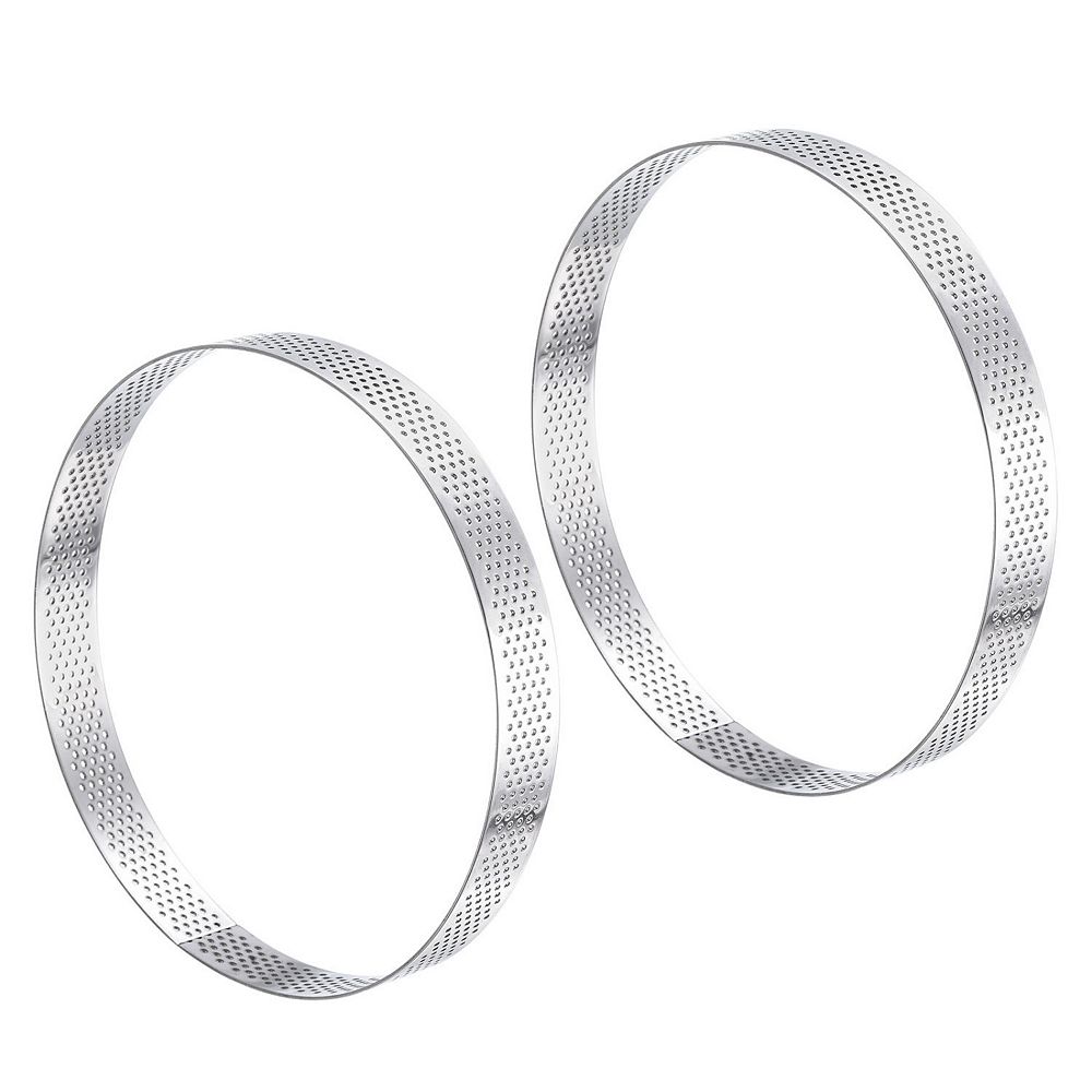 2pcs Stainless Steel Circular Cake Rings 5.9" Perforated Cake Mousse ...
