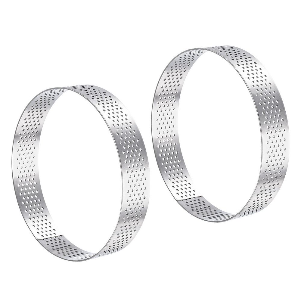 2pcs Stainless Steel Circular Cake Rings 3.9" Perforated Cake Mousse ...