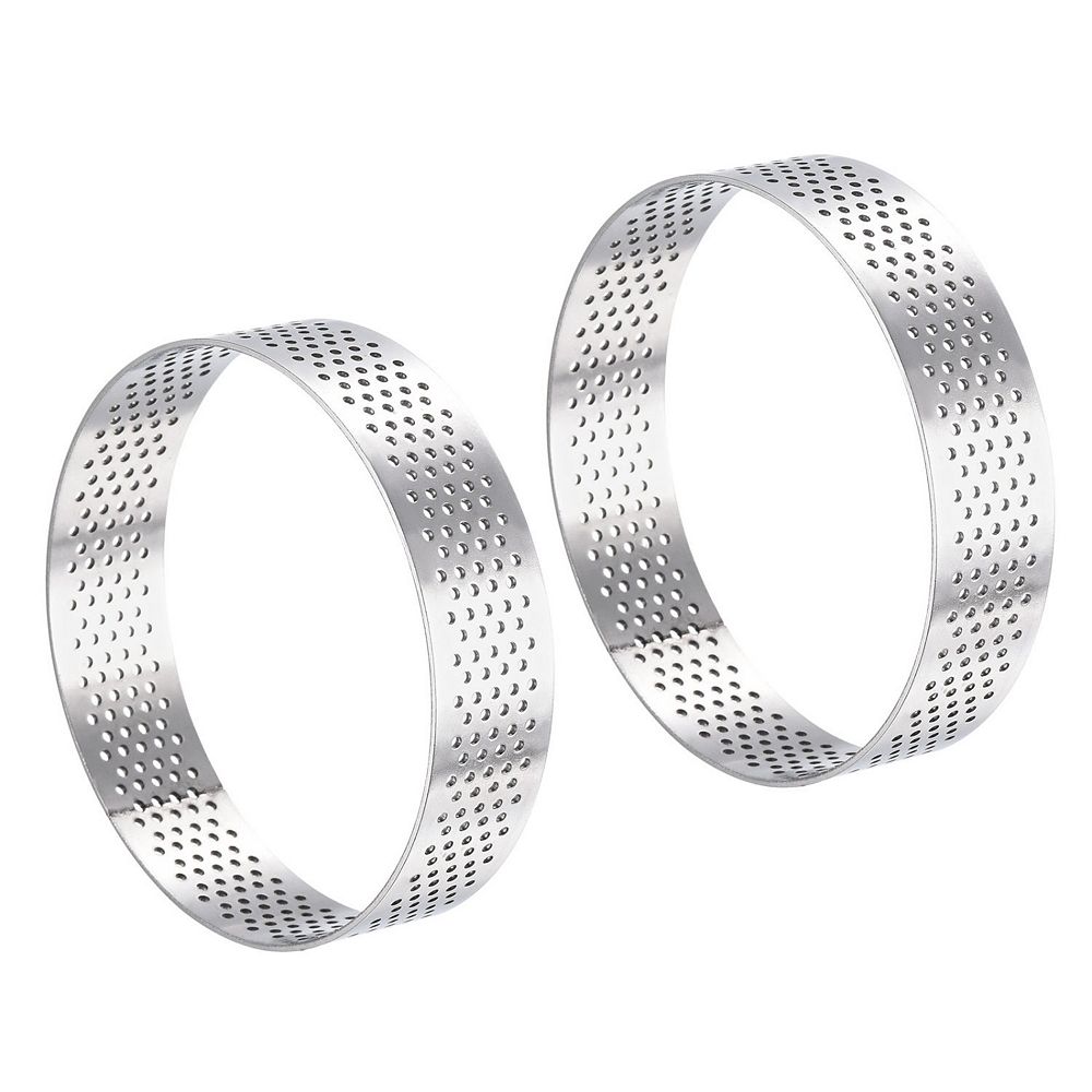 2pcs Stainless Steel Circular Cake Rings 3.1" Perforated Cake Mousse ...