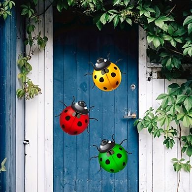 Ladybugs Wall Art Sculpture, Durable Metal Build, Ideal For Indoor ...