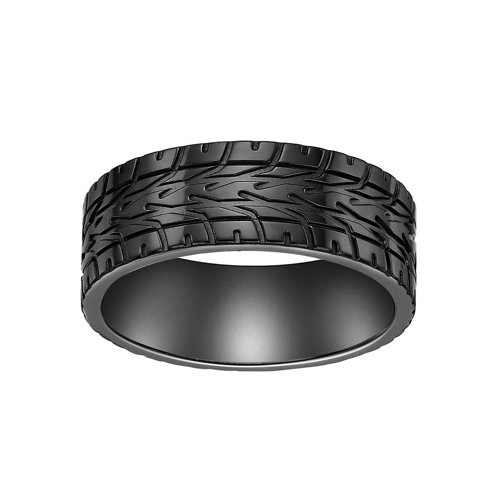 Men's LYNX Black Zirconium Tire Pattern Ring