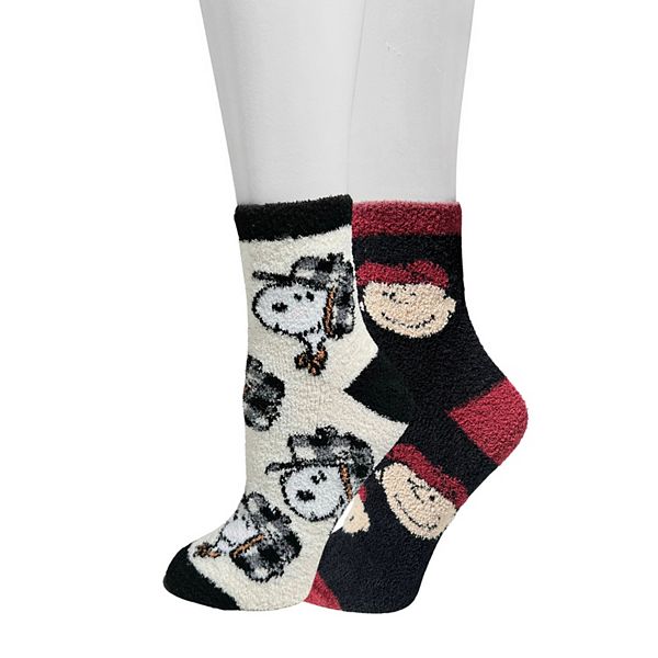 Adults Peanuts 2-Pack Fuzzy Mid-Crew Socks