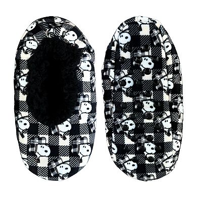 Kids Peanuts Snoopy Fuzzy Babba Slipper Socks with Grippers