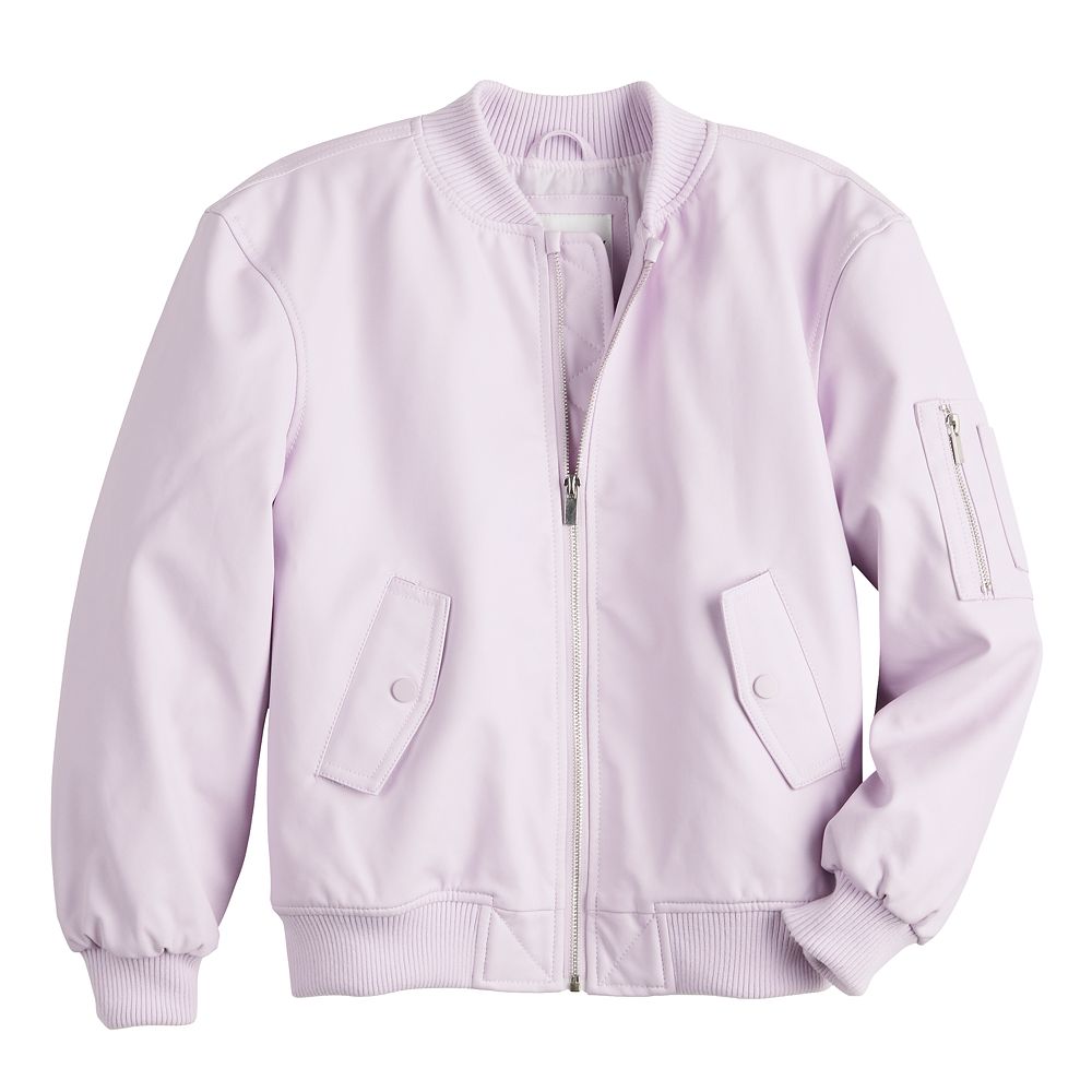 Girls 7-16 Harper & Ivy Faux Leather Moto Bomber Jacket