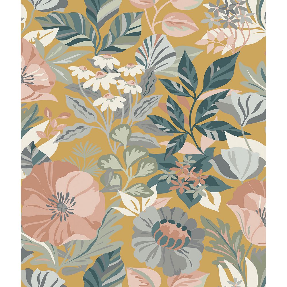 RoomMates Poppy Fields Linen Peel and Stick Wallpaper