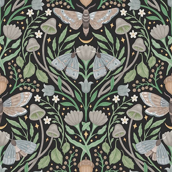 RoomMates Enchanted Forest Damask Blue Peel and Stick Wallpaper
