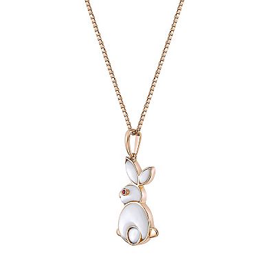 Gemminded 18k Gold over Sterling Silver Mother-of-Pearl & Garnet Rabbit ...
