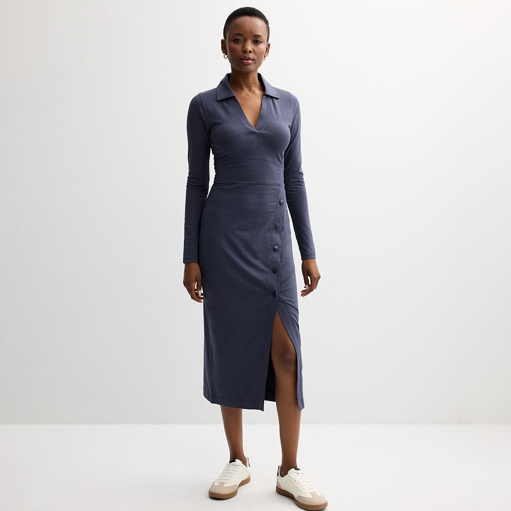 Women's Grey State Collared Jersey Dress
