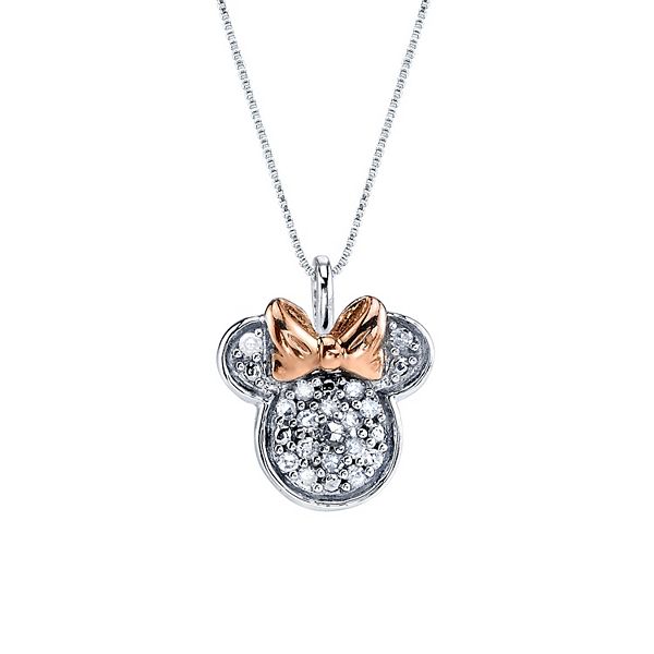 Disney's Minnie Mouse Sterling Silver Diamond Pendant Necklace