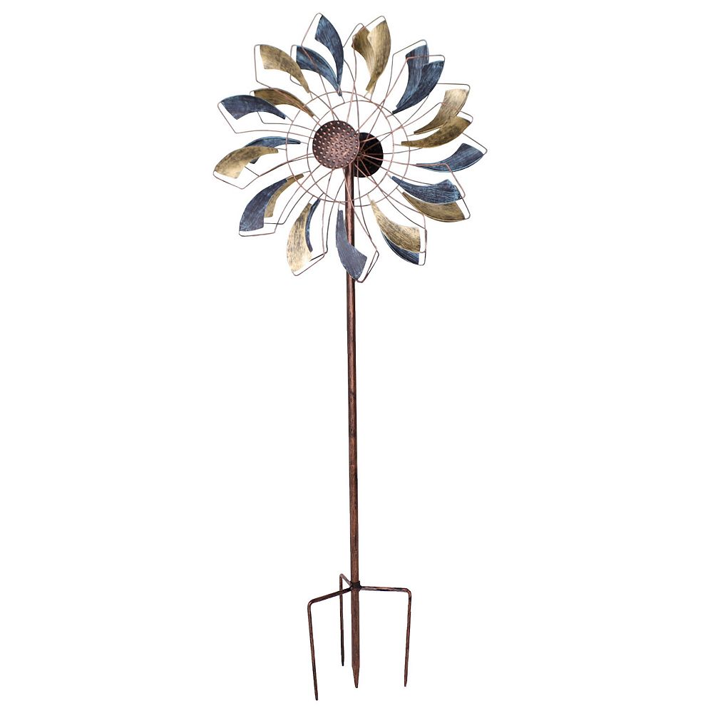 Sunnydaze Metallic Pinwheel Powder-coated Iron Wind Spinner - 84.5" H