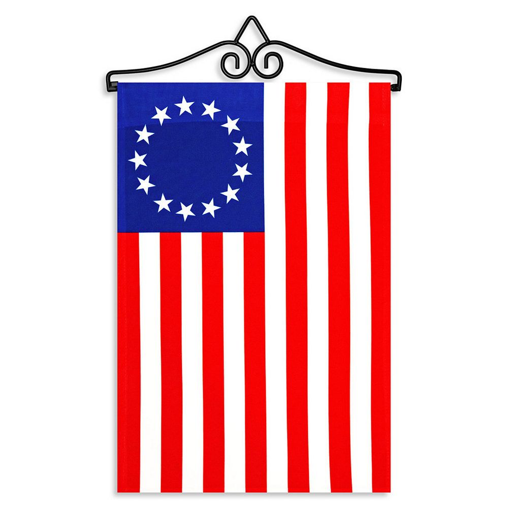 G128 Combo Set: Garden Flag Hanger And Garden Flag Betsy Ross 12"x18"