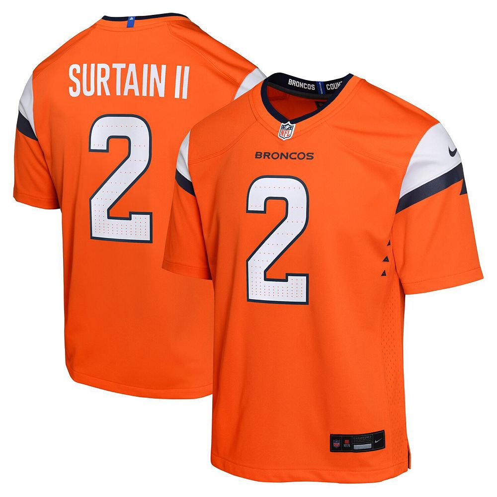 Youth Nike Patrick Surtain II Orange Denver Broncos Game Jersey