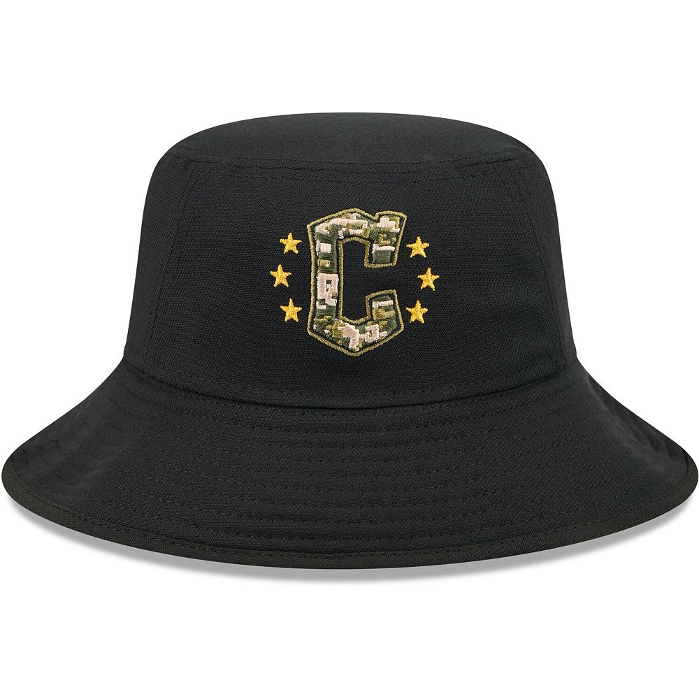 Men's New Era Black Cleveland Guardians 2024 Armed Forces Day Bucket Hat