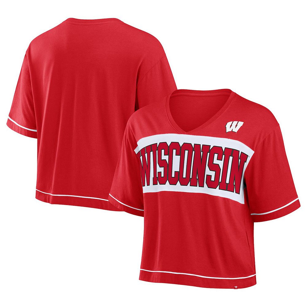 Women's Fanatics Red Wisconsin Badgers Home Team Bold Fashion Modest V ...