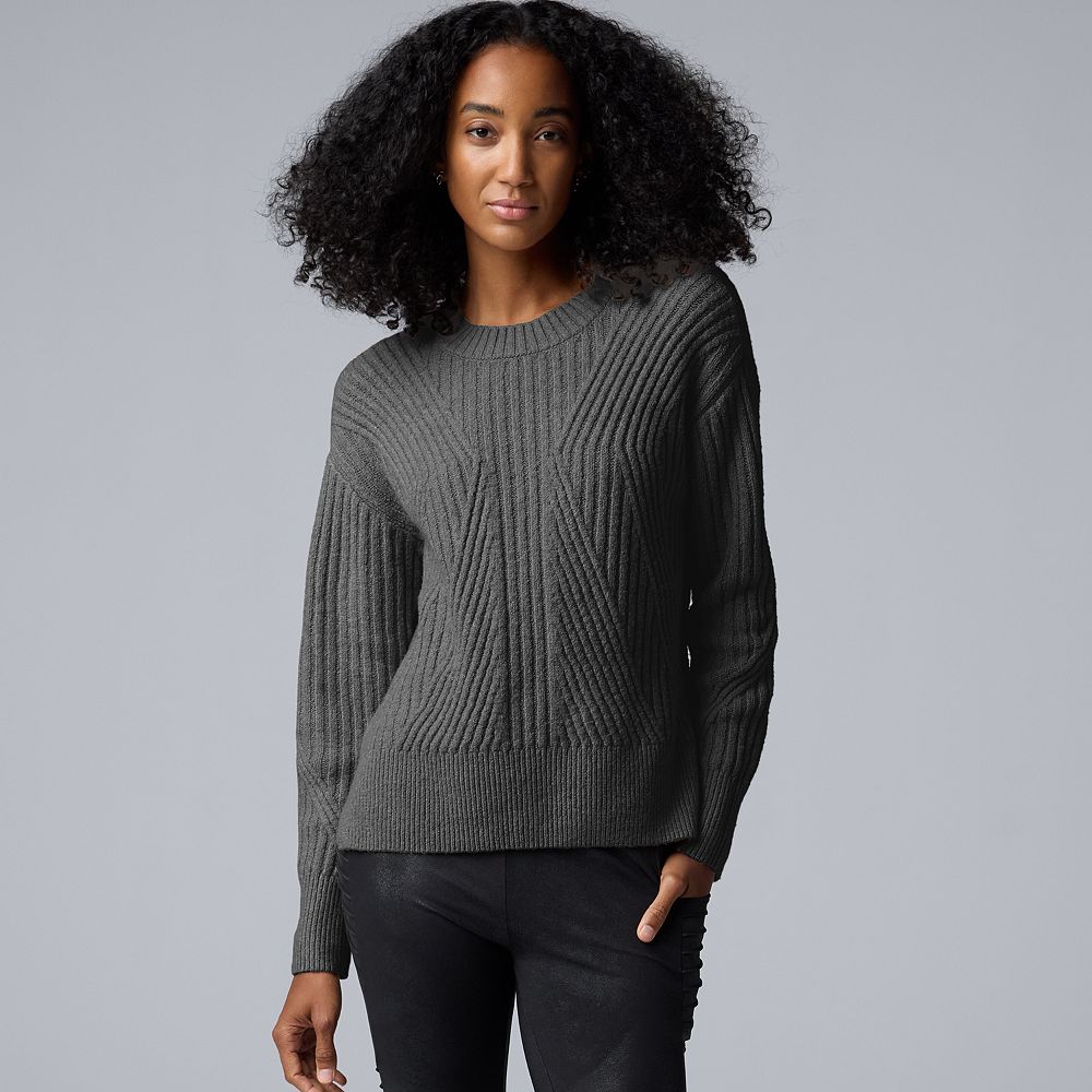Women's Simply Vera Vera Wang Directional Rib Pullover