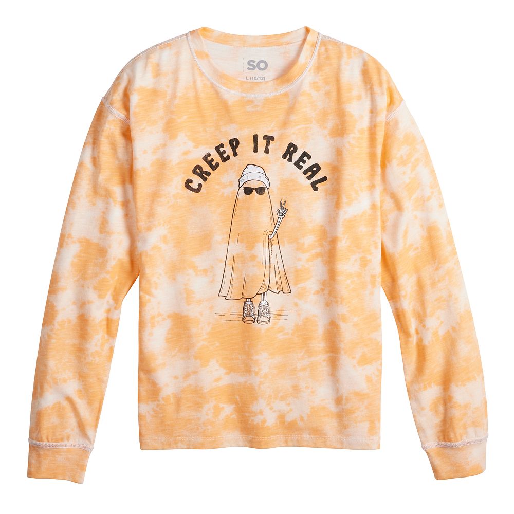 Girls 7-16 SO® Adaptive "Creep It Real" Oversized Long Sleeve Graphic Tee