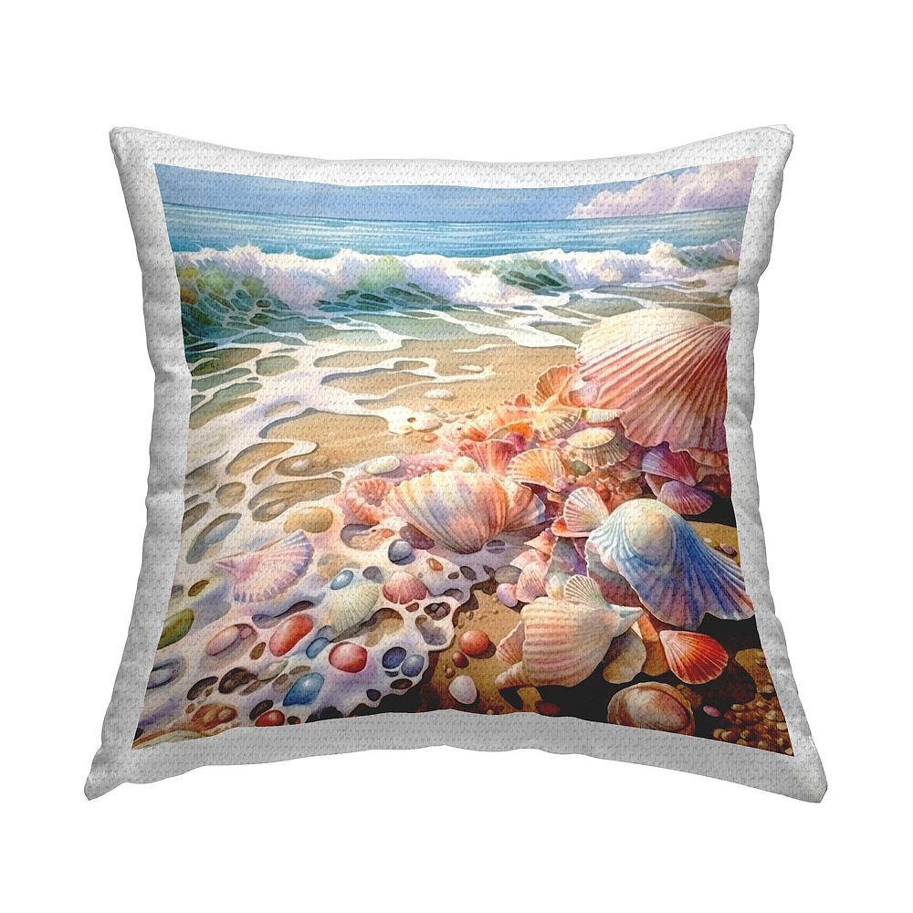 Stupell Home Decor Beach Foam and Seashells Indoor / Outdoor Throw Pillow