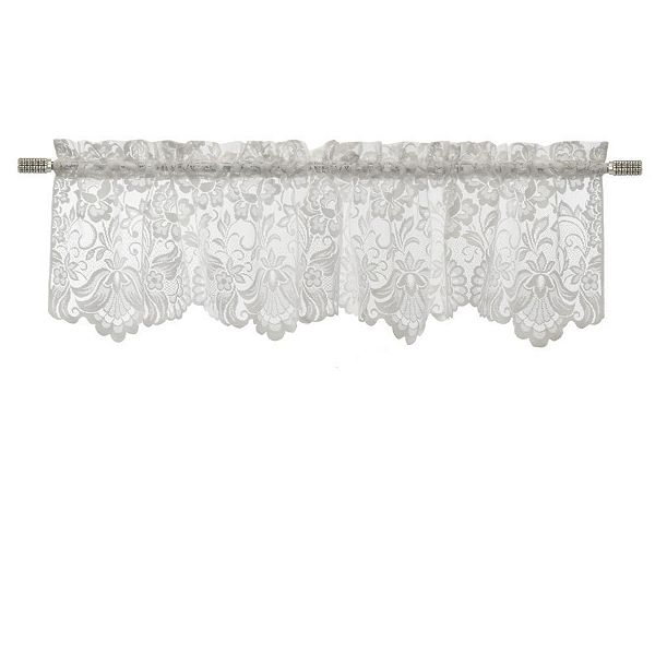 Rod Pocket Flat Valance Floral Lace Design Delicate Scalloped Bottom ...