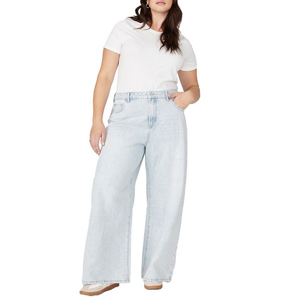 ELOQUII Women's Plus Size The Yvette Rigid Wide Leg Jean