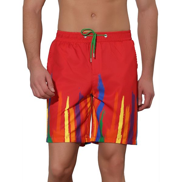 Men's Summer Lightweight Elastic Waist Colorful Printed Board Shorts