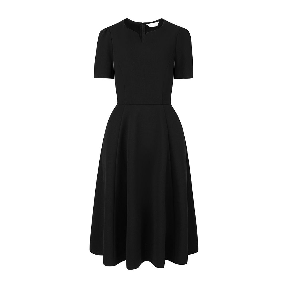 Womens Office Dresses Split Neck Short Sleeve Work A Line Dress