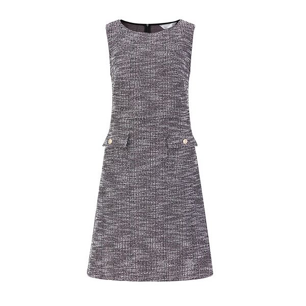 Women's Sleeveless Tweed Dress Boat Neck Work Office Sheath Dresses