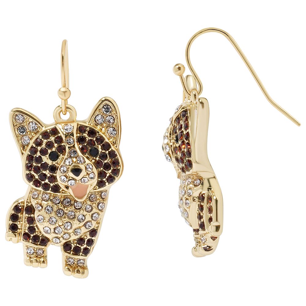 Celebrate Together™ Gold Tone Corgi Dog Drop Earrings