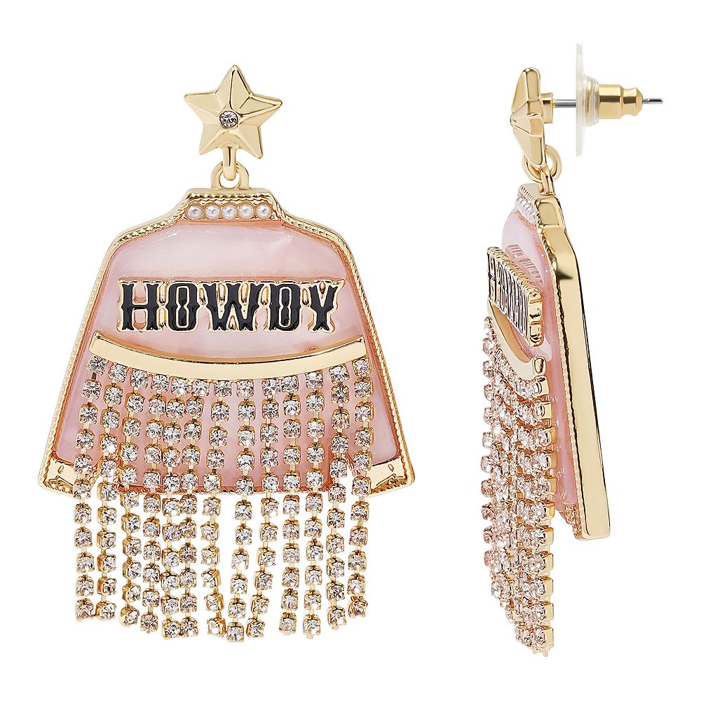 Celebrate Together™ Gold Tone Crystal & Simulated Pearl "Howdy" Fringed ...
