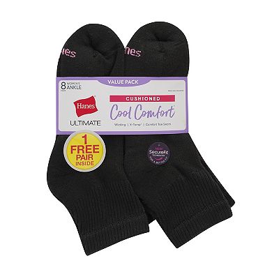 Women's Hanes® 8+1 Bonus Pack Ultimate Quarter Socks Ankle Socks - HWUCA9