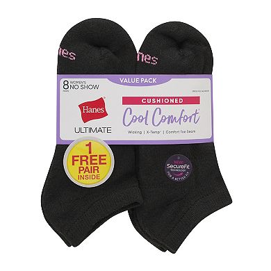 Hanes Ultimate 8+1 Bonus Pack Women's Cool Comfort Cushioned No Show ...