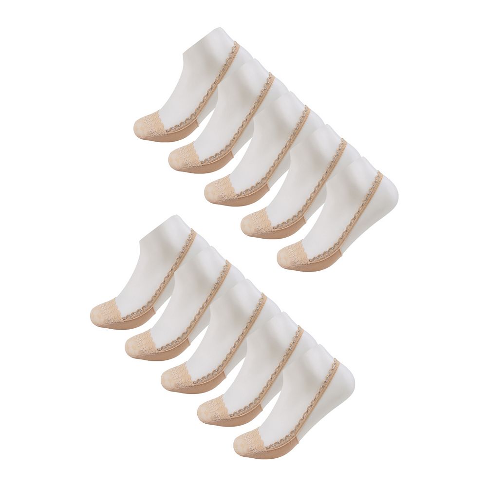 Women 10 Pack Heelless Lace Back String No Show Half Socks