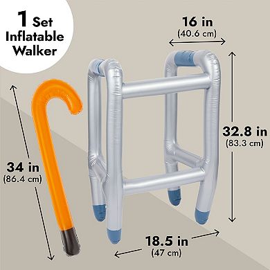 2 Pc Set Inflatable Walker And Cane, Over The Hill Gag Gift Birthday ...