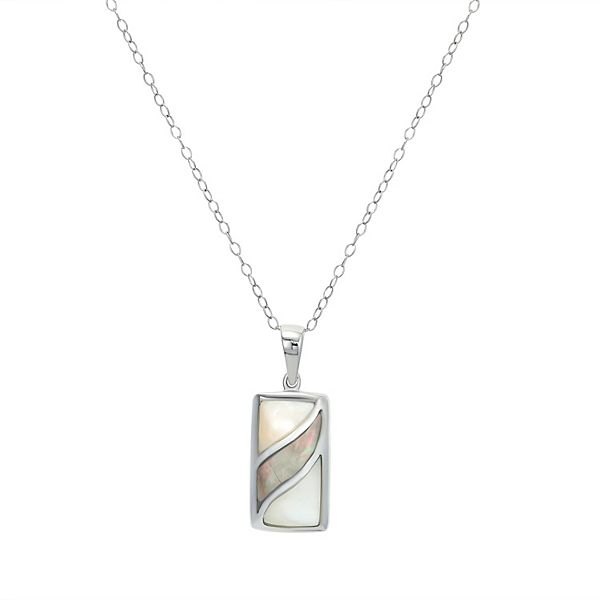 Sterling Silver Multicolor Mother of Pearl Pendant Necklace