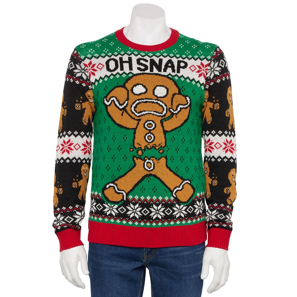 Men's "Oh Snap" Gingerbread Man Holiday Sweater