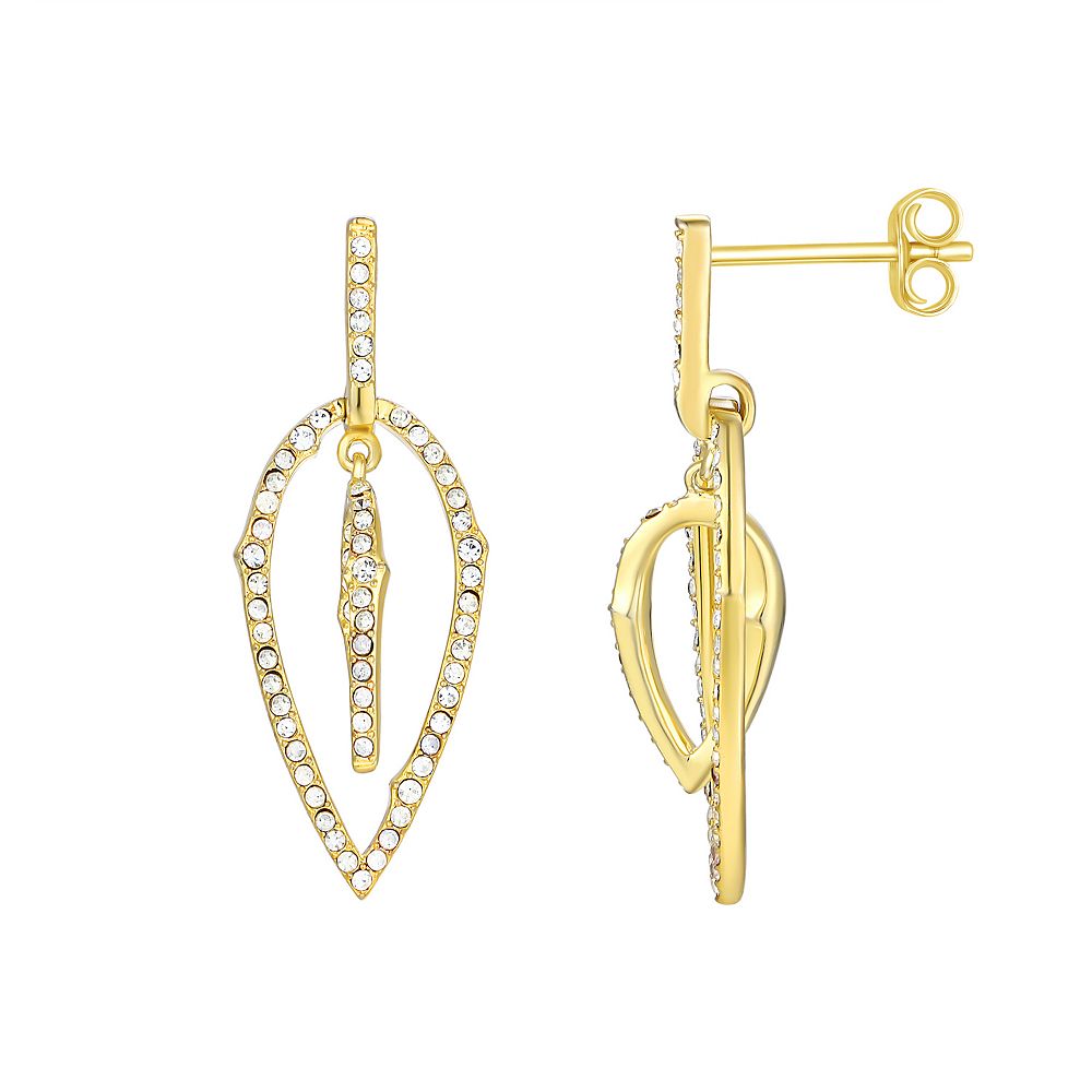 Forever Radiant Gold Over Silver Crystal Teardrop Dangle Earrings