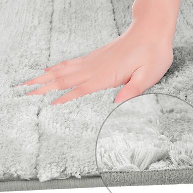 Microfiber Plush Striped Gradient Bath Mat with TPR Backing 16"x24"