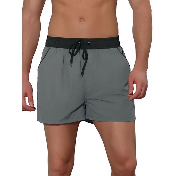 Men's Summer Drawstring Waist Solid Color Swim Shorts