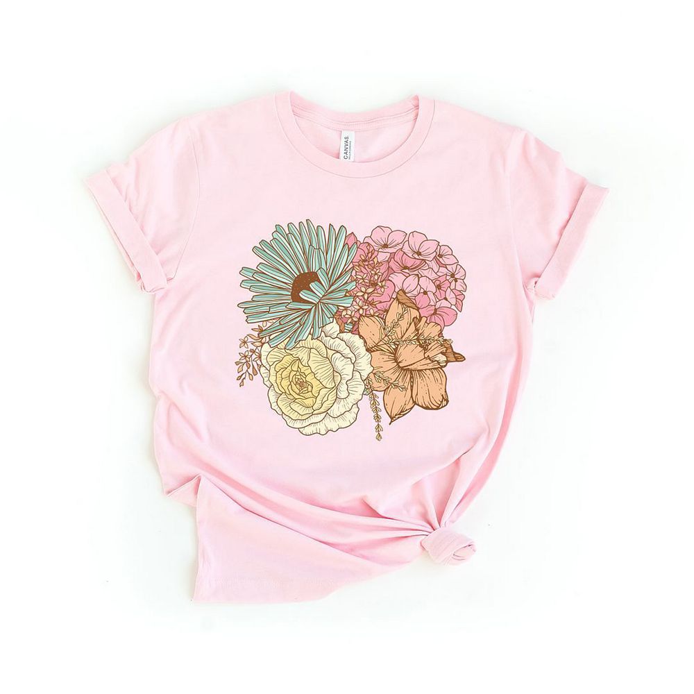 Colorful Flower Bouquet Short Sleeve Graphic Tee