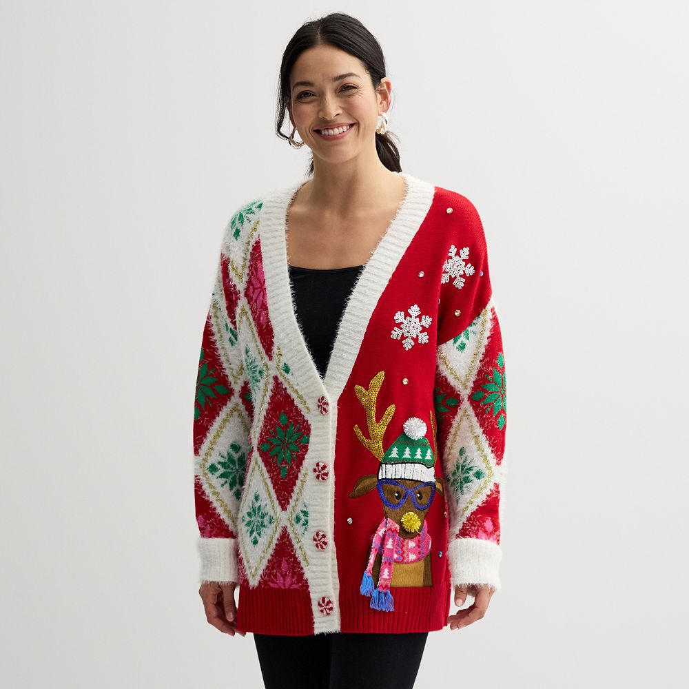 Women's Jollidays Reindeer Button Front Cardigan