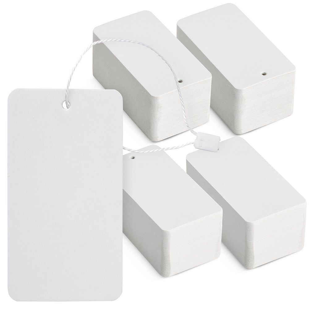 500 Pack Hang Tags With String Attached For Retail, Gift Bags, White, 3 ...