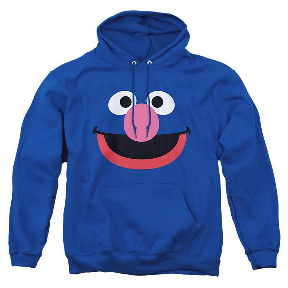 Sesame Street Grover Face Adult Pull Over Hoodie