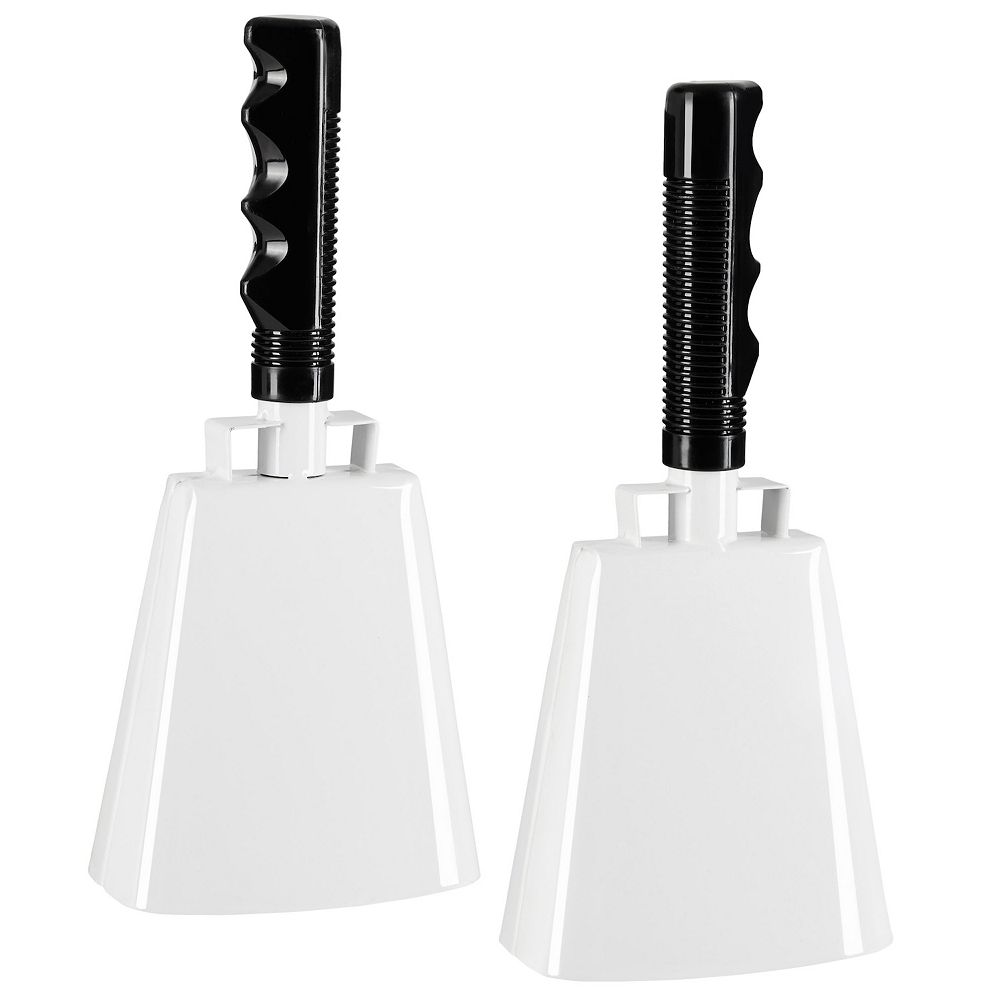 2 Pack Cowbells Noise Makers With Handle For Sporting Events, White, 9. ...