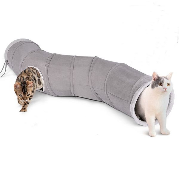 Collapsible Kitty Tunnel Cat Tube With Plush Ball Feather Toy