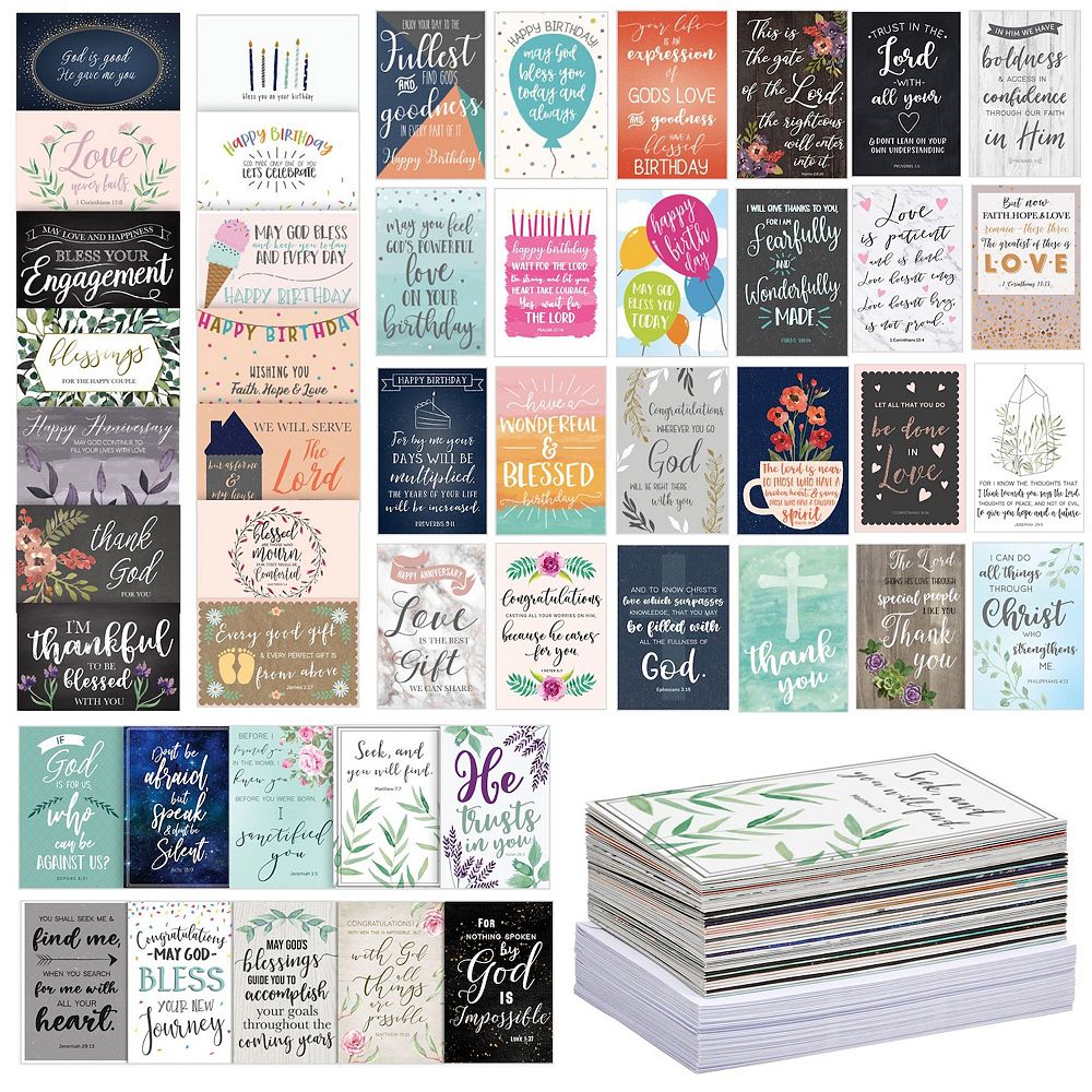 48 Pack Religious Boxed Greeting Cards Assortment With Envelopes, 4x6 In