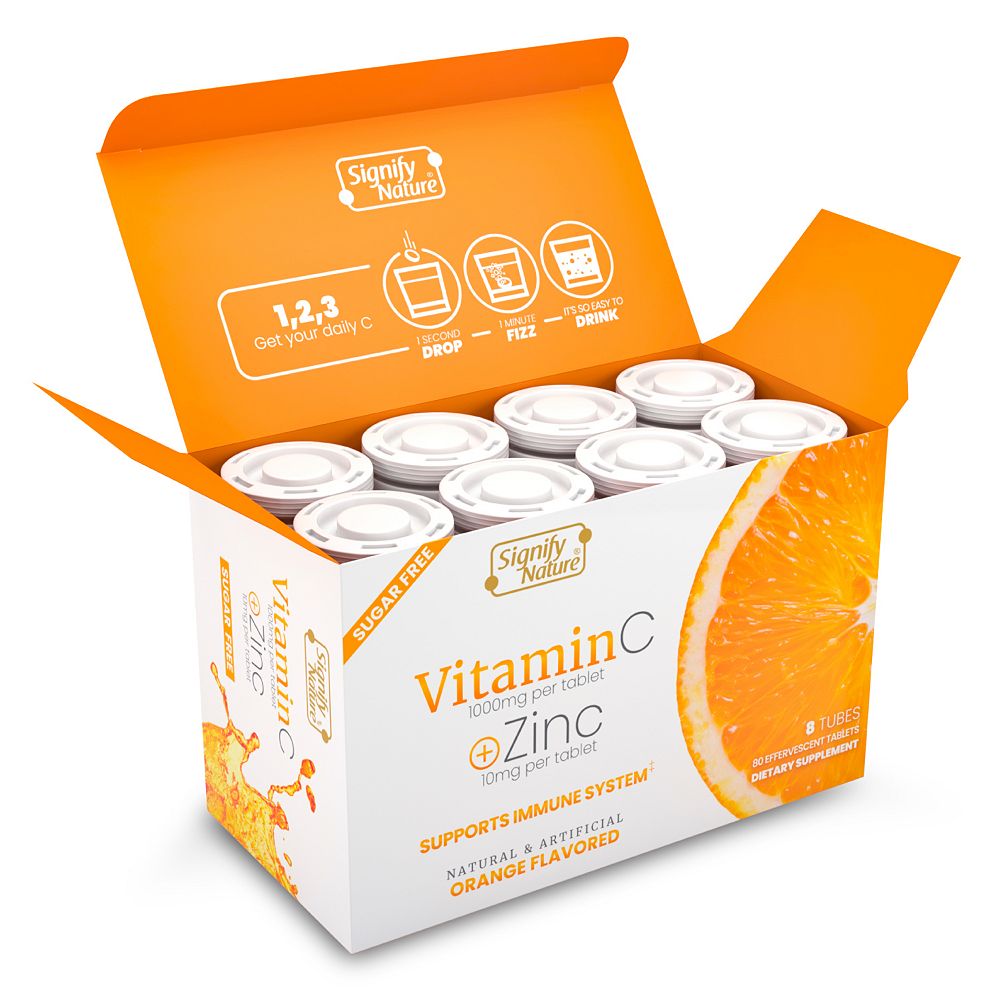 Vitamin C + Zinc Effervescent Tablets - Sugar-free & Vegan - Fizzy Vit ...