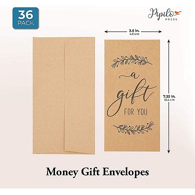 36 Pack Money Cards With Envelopes, A Gift For You Cards, Kraft Paper ...