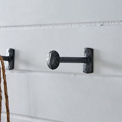 Black Industrial Decorative Cast Iron Nail Head Wall Hooks (set Of 6)