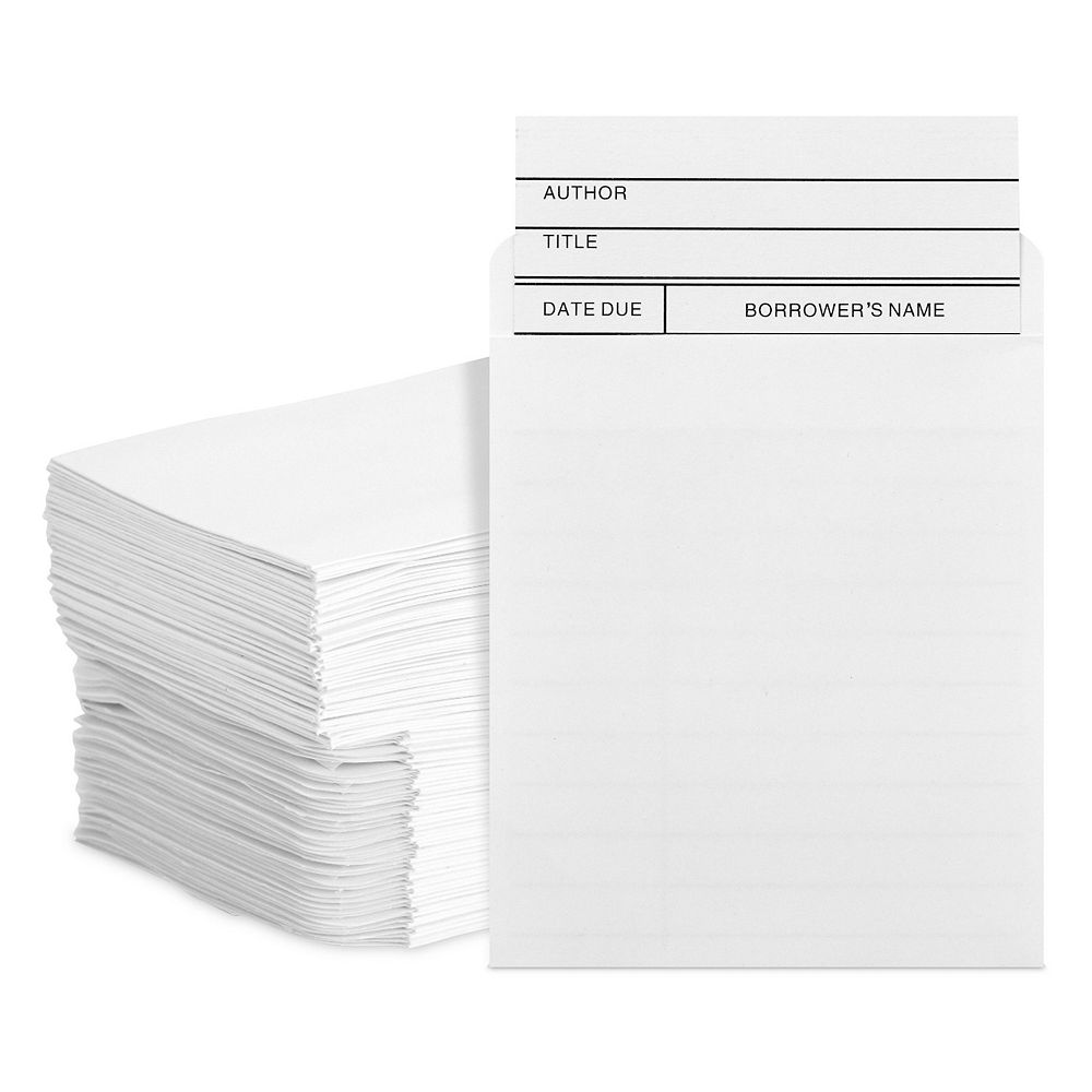 100 Pack Self Adhesive Book Pockets, Library Card Holders, White, 3.5 X ...