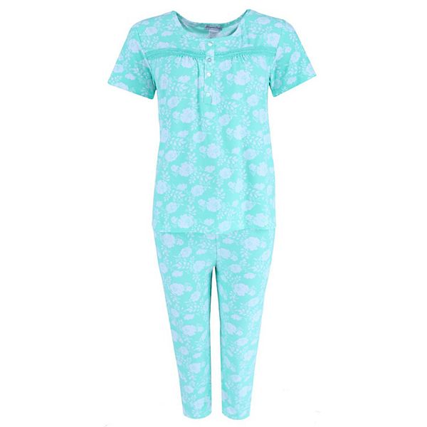 Women's Mint Floral Capri Set