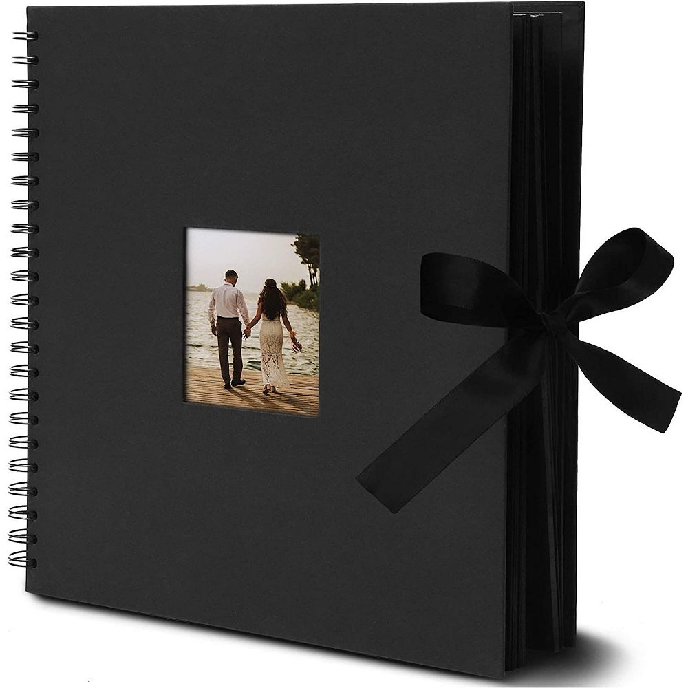 Black Scrapbook Album - Window, Silk Ribbon for Weddings, 80 Pages, 2 ...